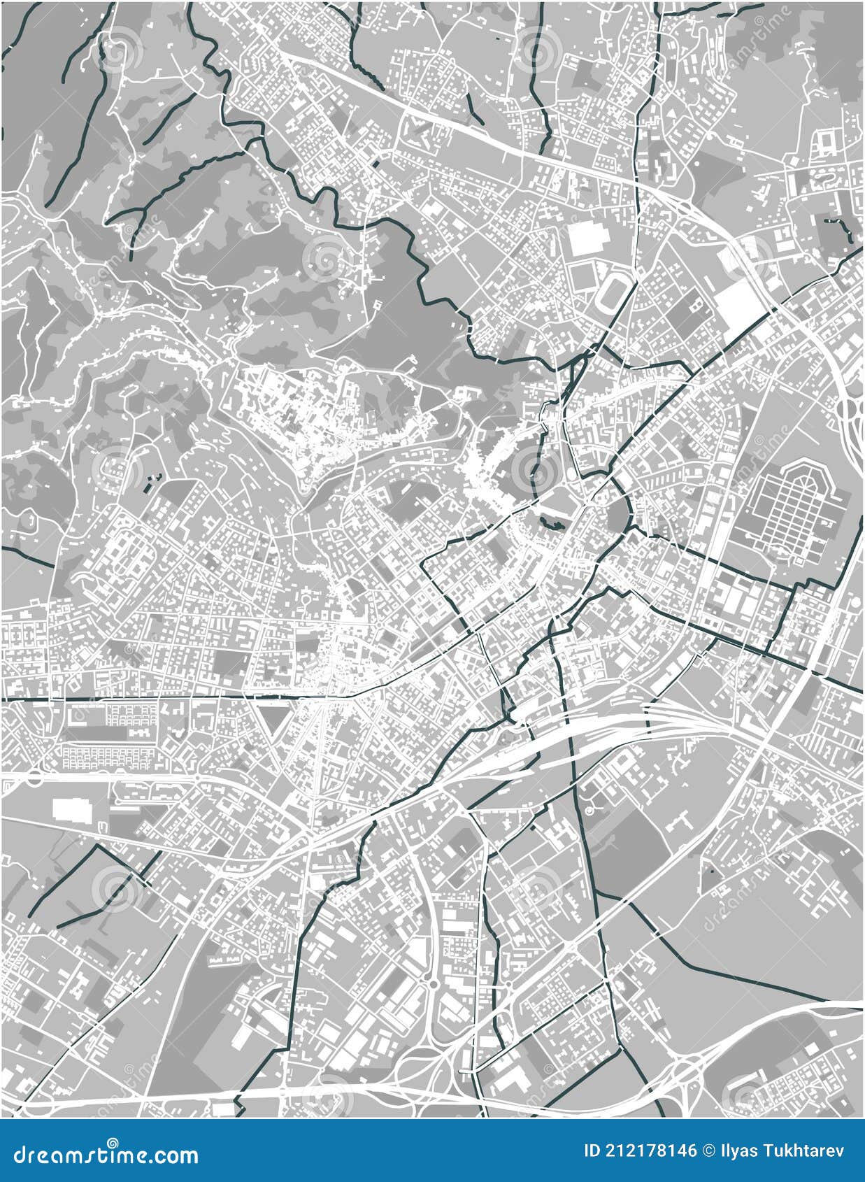 Map of the City of Bergamo, Lombardy, Italy Stock Vector - Illustration ...