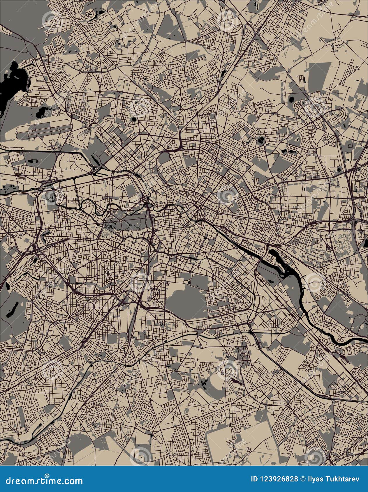 Map of the City of Berlin, Germany Stock Photo - Image of background ...