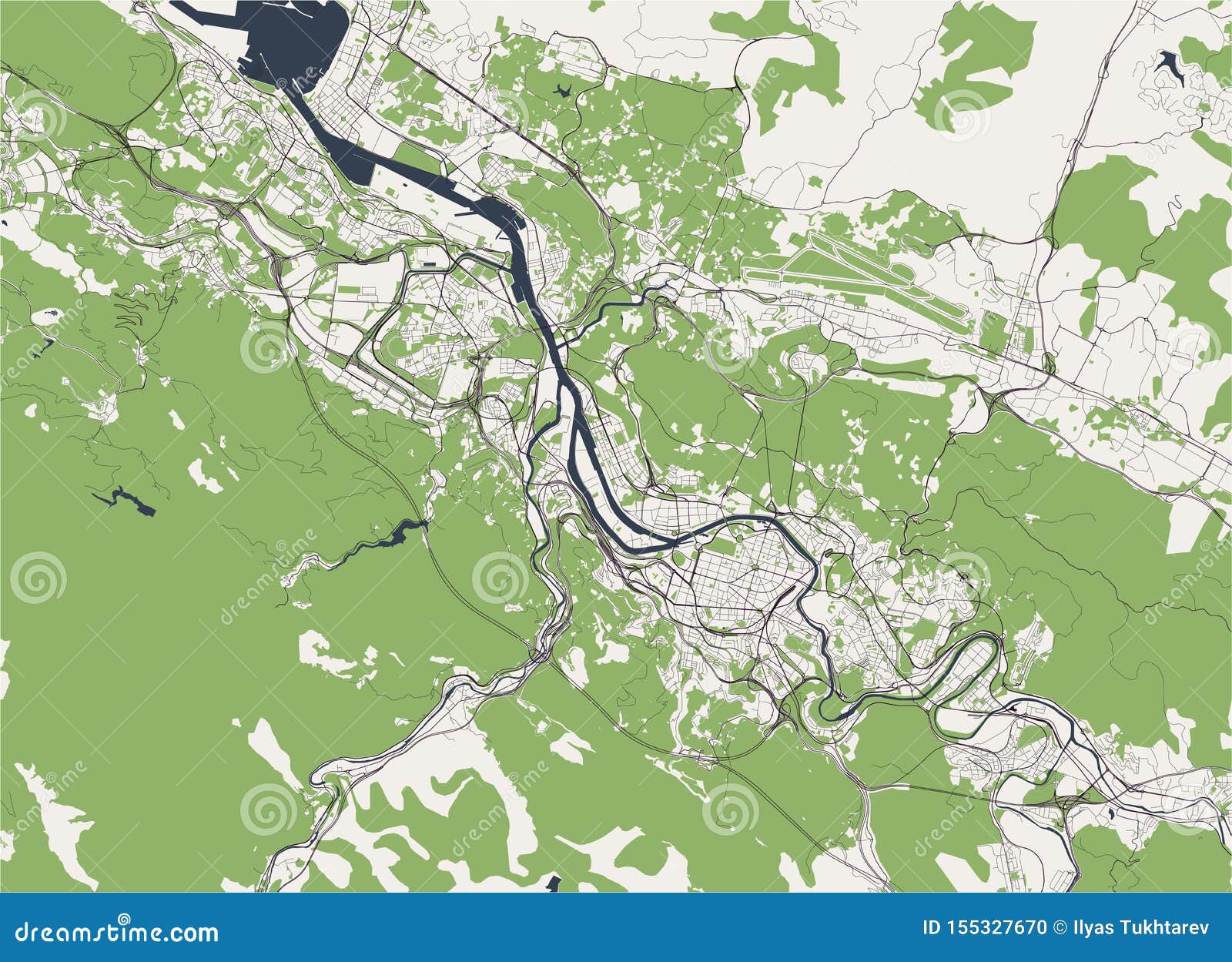 Map of the City of Bilbao, Spain Stock Illustration - Illustration of ...