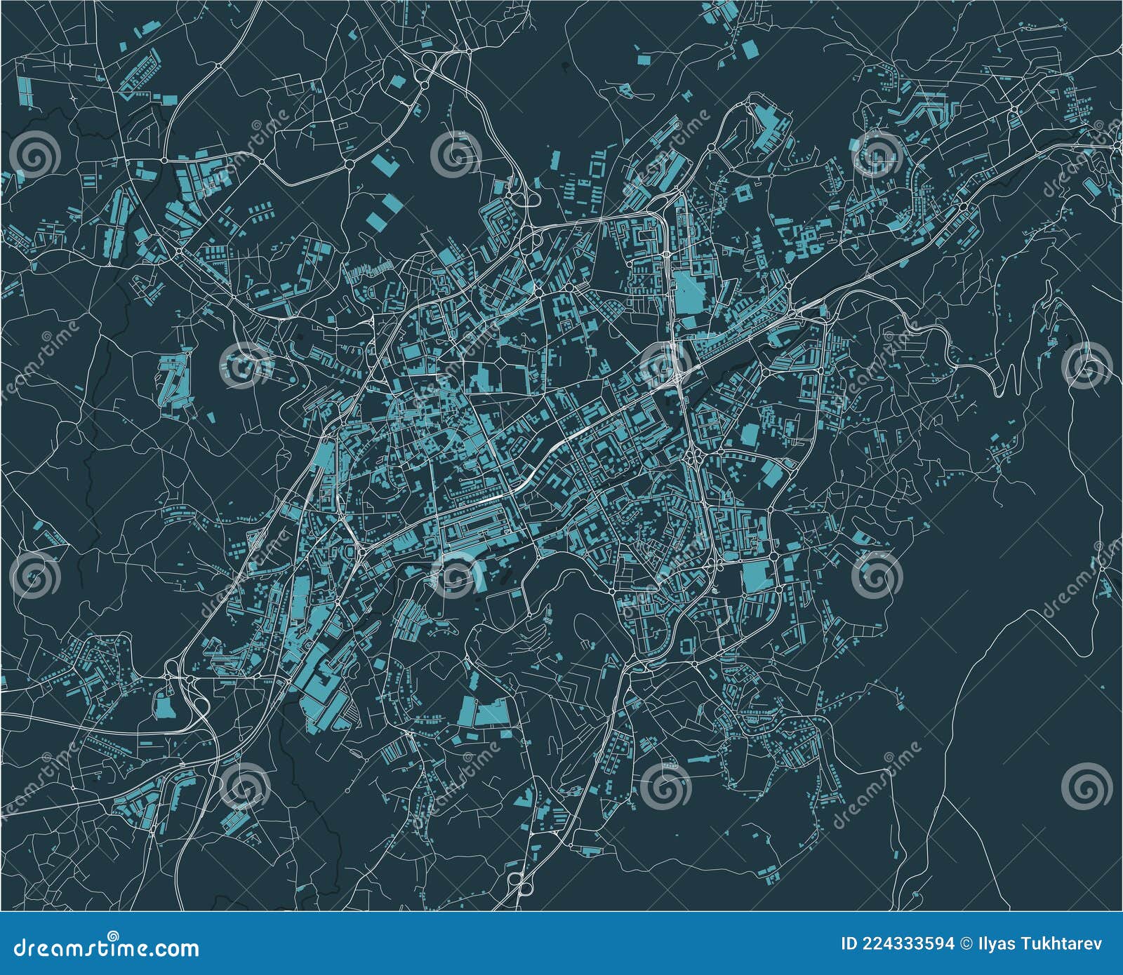Map of the City of Braga, Portugal Stock Vector - Illustration of ...