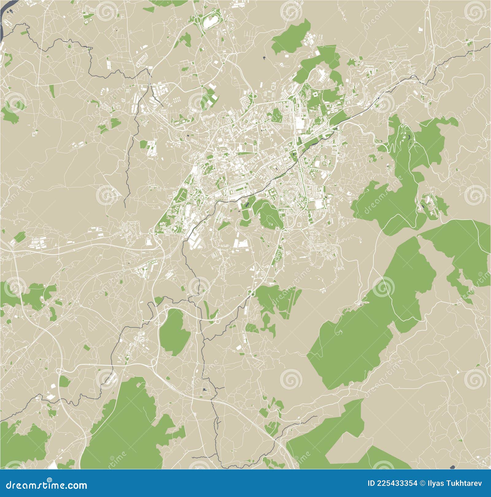 Map of the City of Braga, Portugal Stock Vector - Illustration of ...