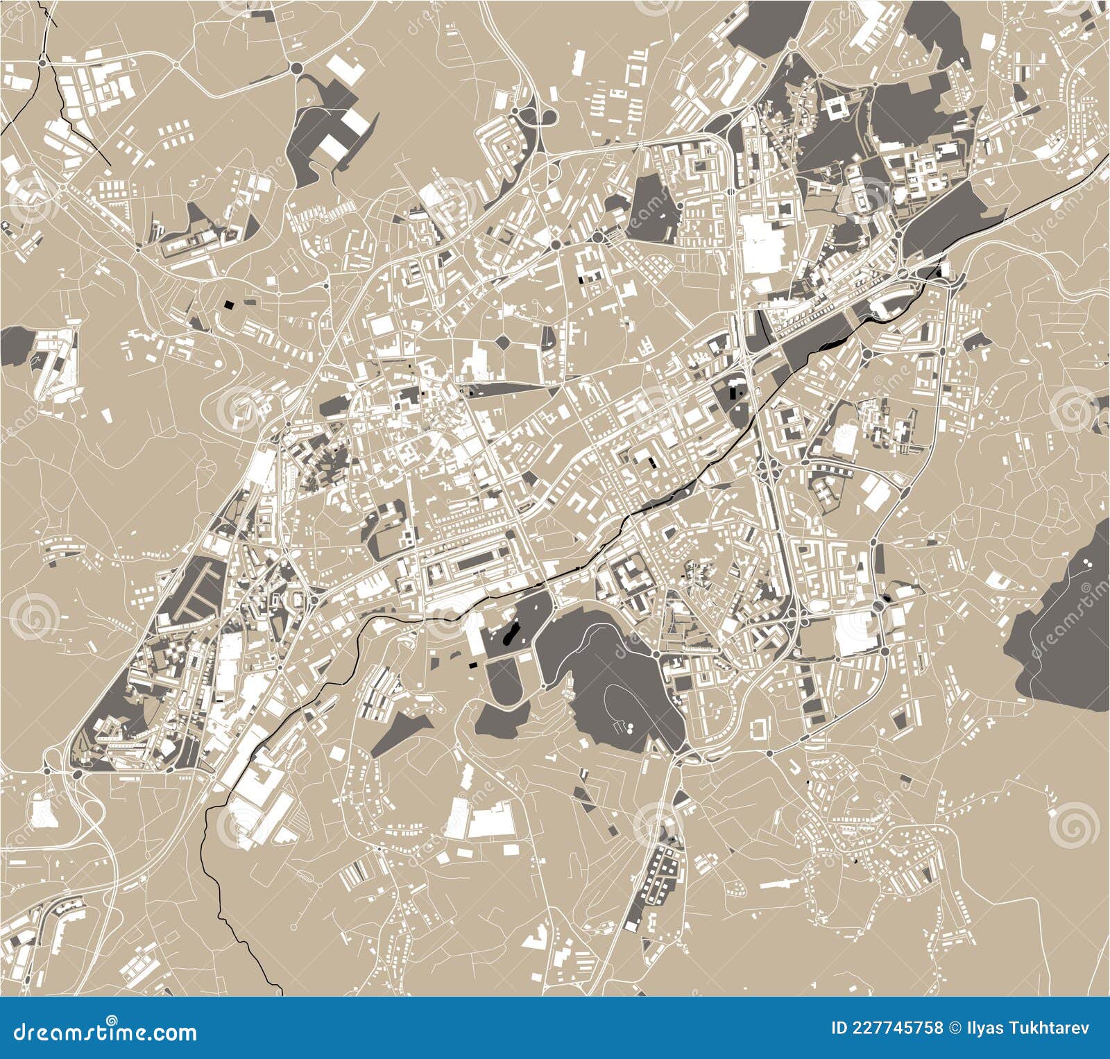 Map of the City of Braga, Portugal Stock Illustration - Illustration of ...