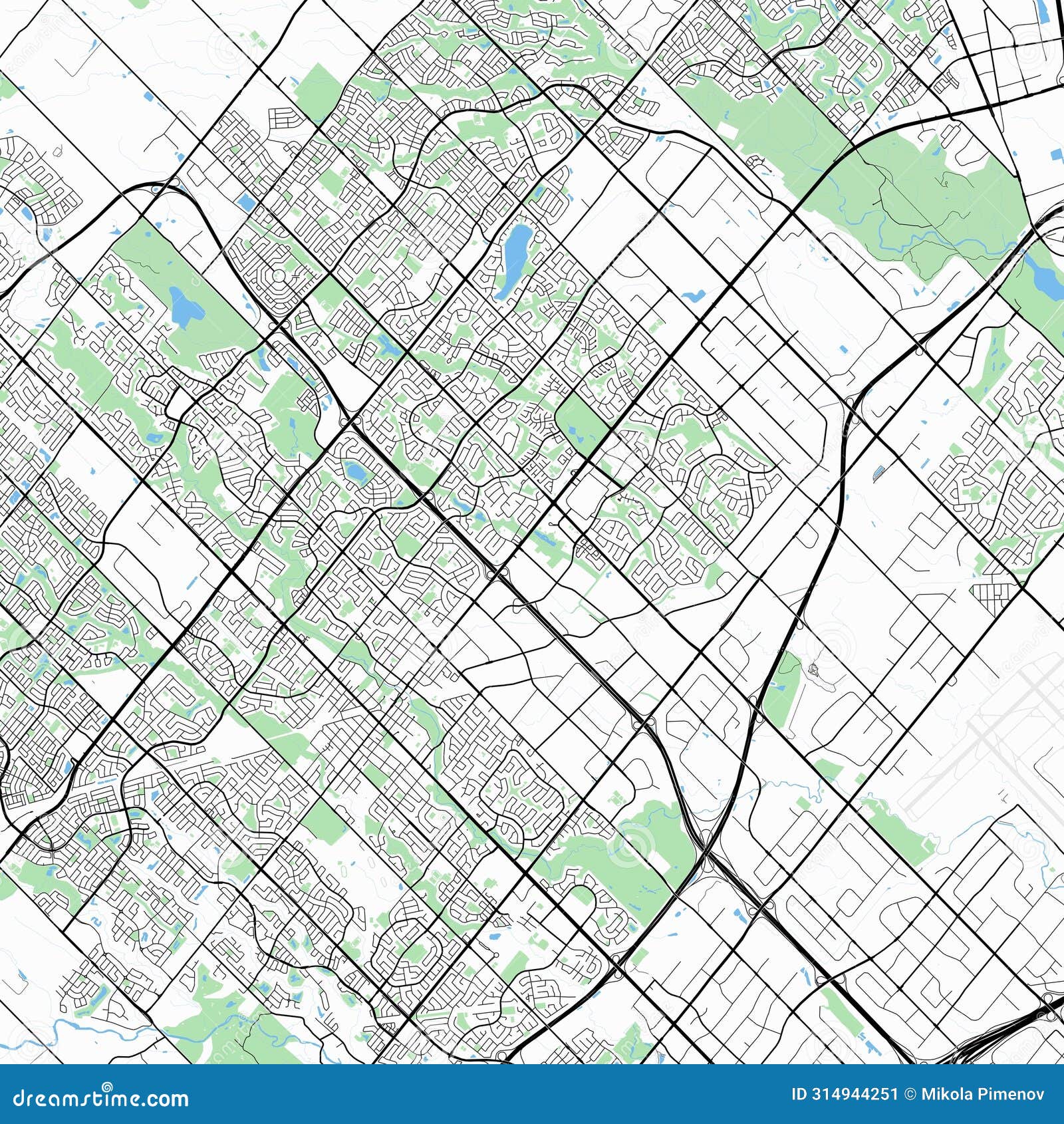 Map of the City of Brampton. Stock Illustration - Illustration of line ...