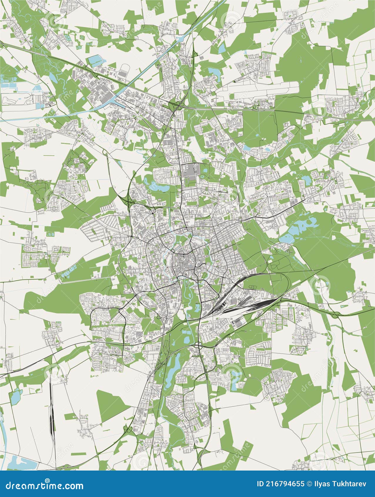 Map of the City of Braunschweig, Germany Stock Image - Image of center ...