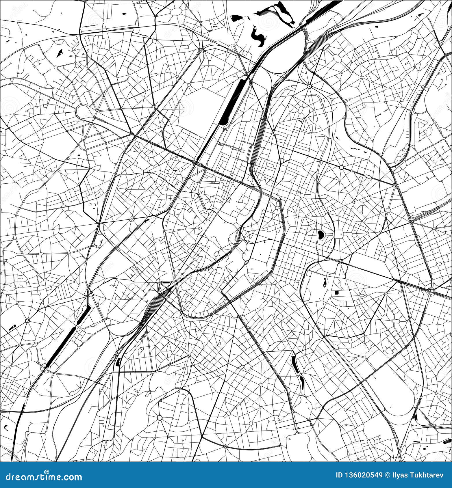 Map of the City of Brussels, Belgium Stock Illustration - Illustration ...