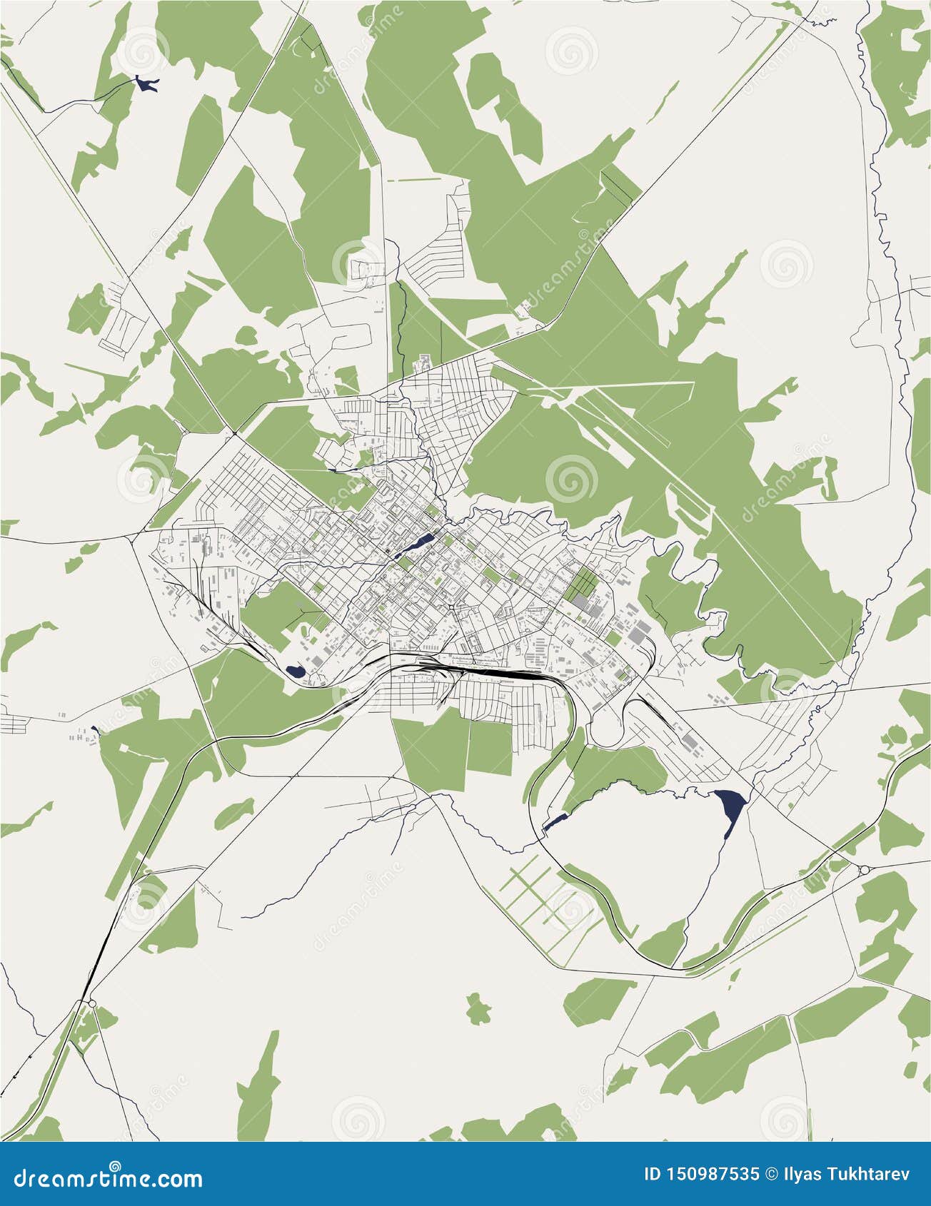 Map of the City of Bugulma, Russia Stock Vector - Illustration of ...