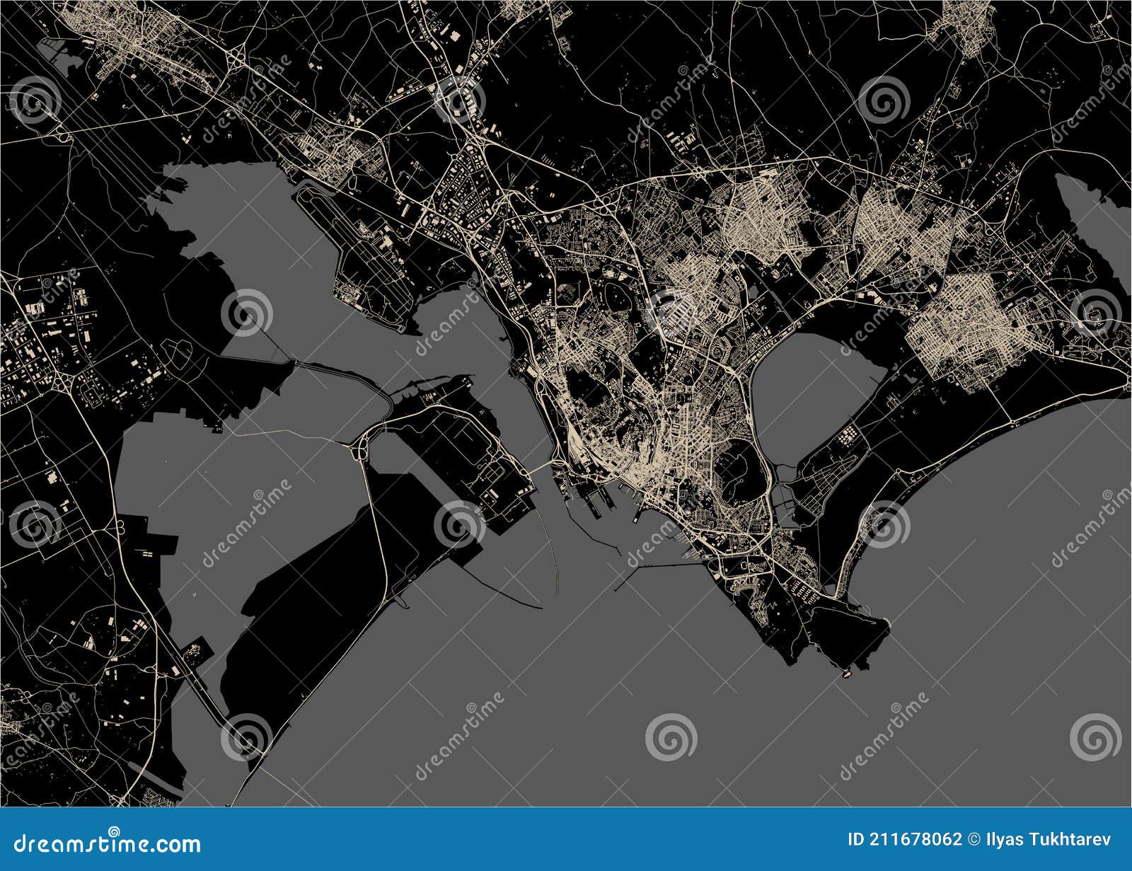Map of the City of Cagliari, Sardinia, Italy Stock Vector ...