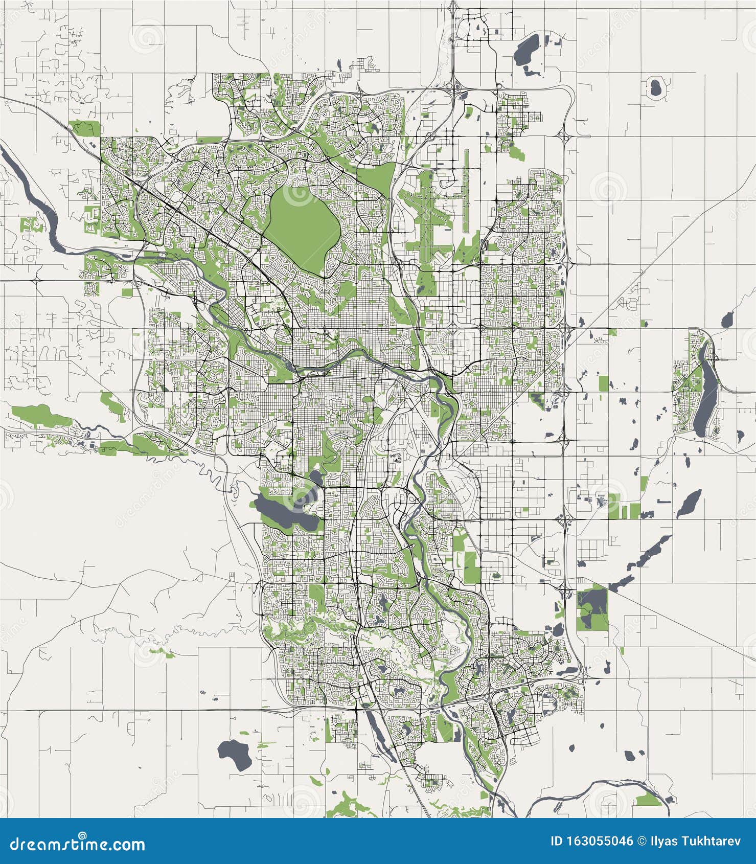 Map of the City of Calgary, Canada Stock Illustration - Illustration of ...