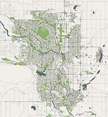 Map of the City of Calgary, Canada Stock Illustration - Illustration of ...
