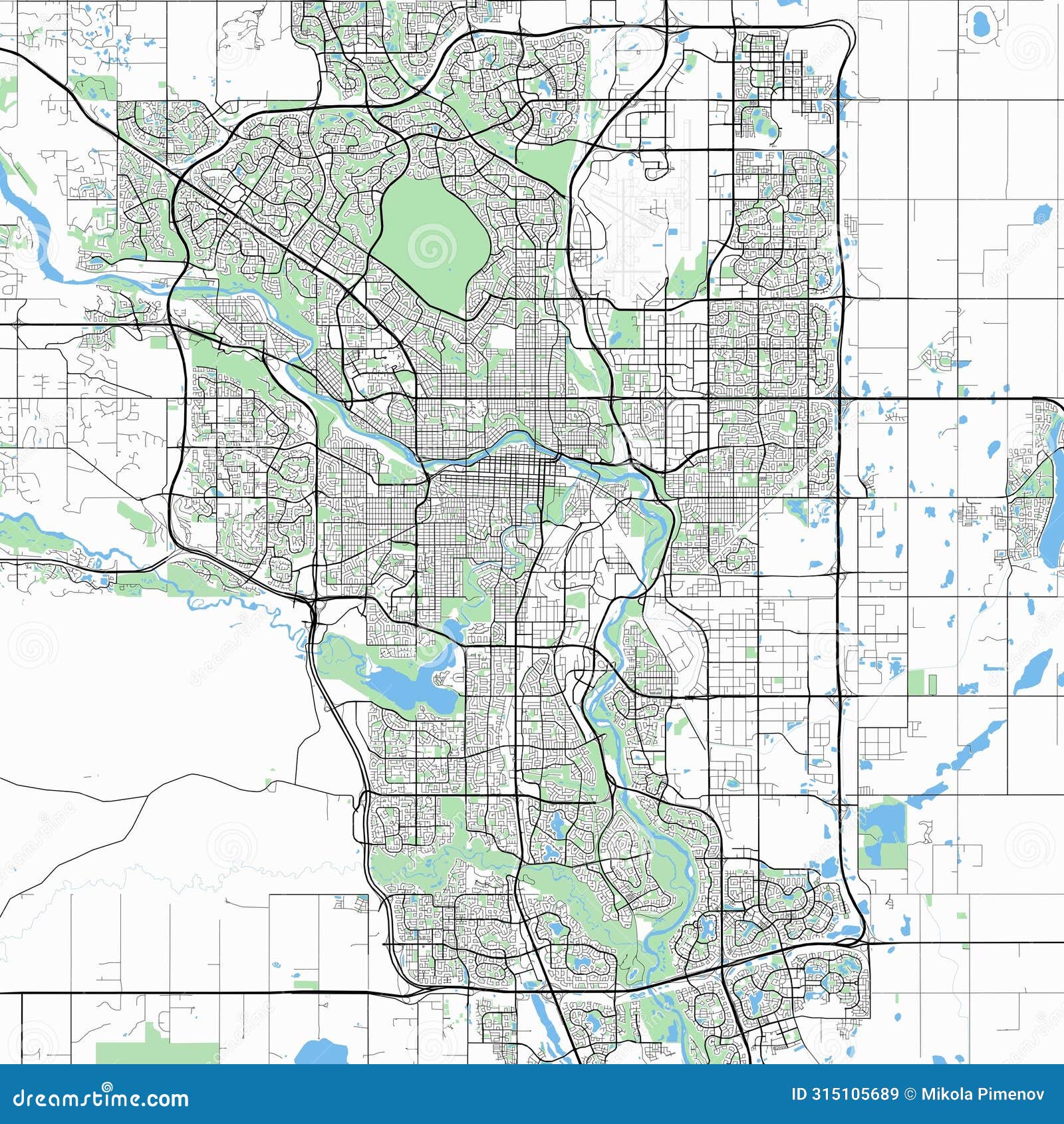 Map of the City of Calgary. Stock Illustration - Illustration of ...