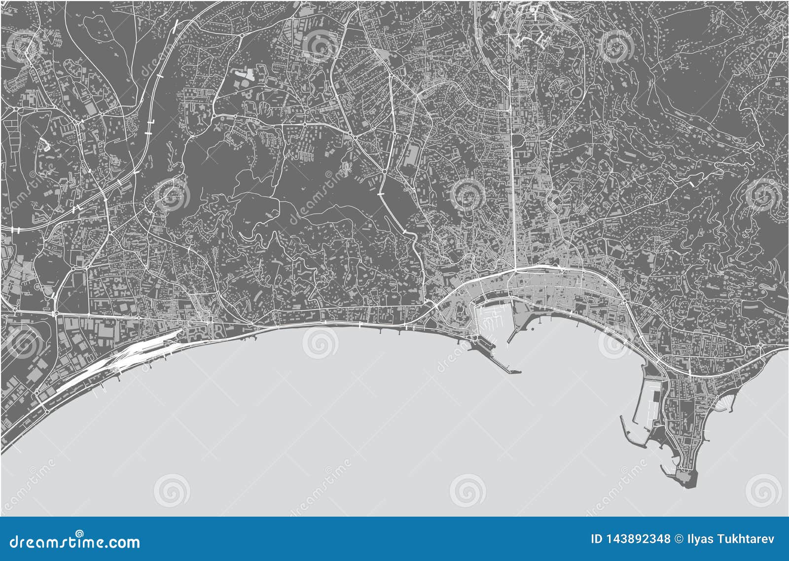 Map of the City of Cannes, France Stock Illustration - Illustration of ...