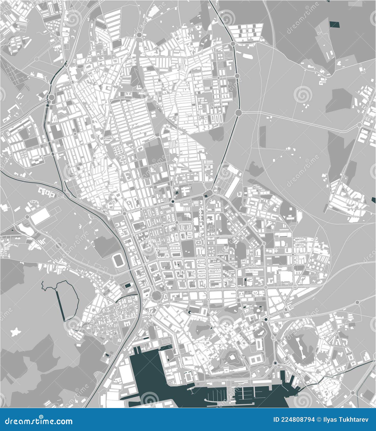 Cartagena Spain City Map In Retro Style In Golden Color. Outline Map ...