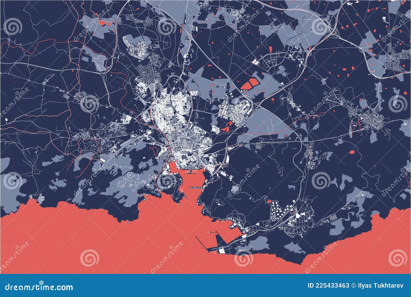Cartagena Spain City Map In Retro Style In Golden Color. Outline Map ...
