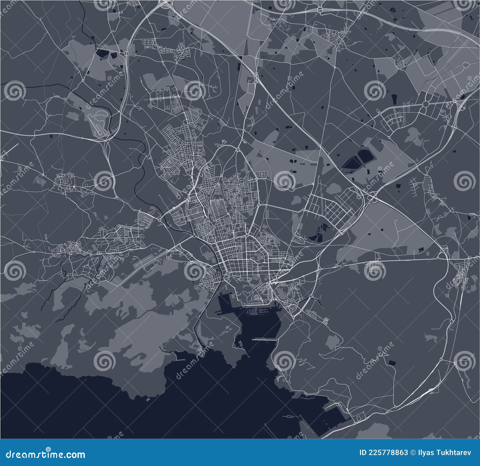 Cartagena Spain City Map In Retro Style In Golden Color. Outline Map ...
