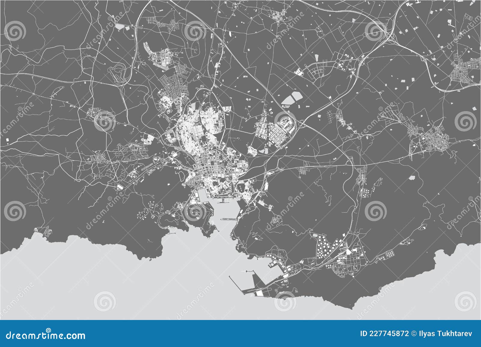 Cartagena Spain City Map In Retro Style In Golden Color. Outline Map ...