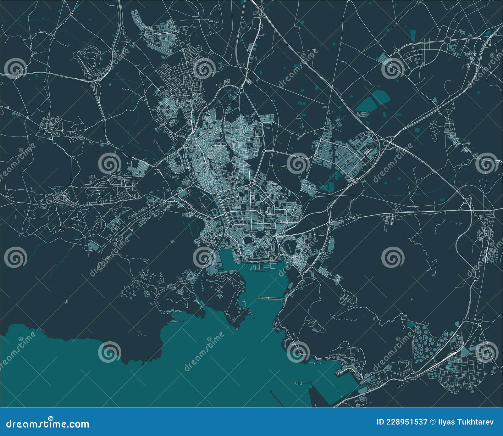 Cartagena Spain City Map In Retro Style In Golden Color. Outline Map ...