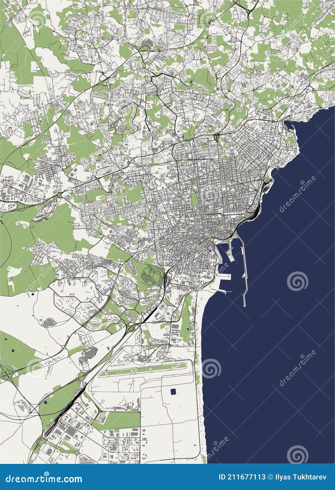 Map of the City of Catania, Sicily, Italy Stock Vector - Illustration ...