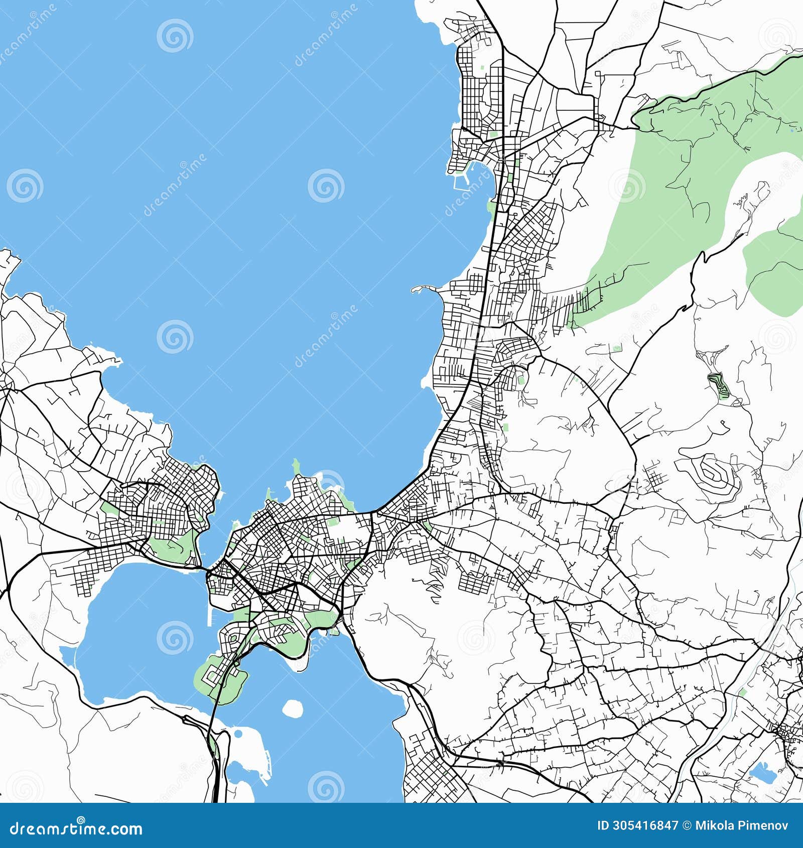 Map of the City of Chalkida. Stock Illustration - Illustration of ...