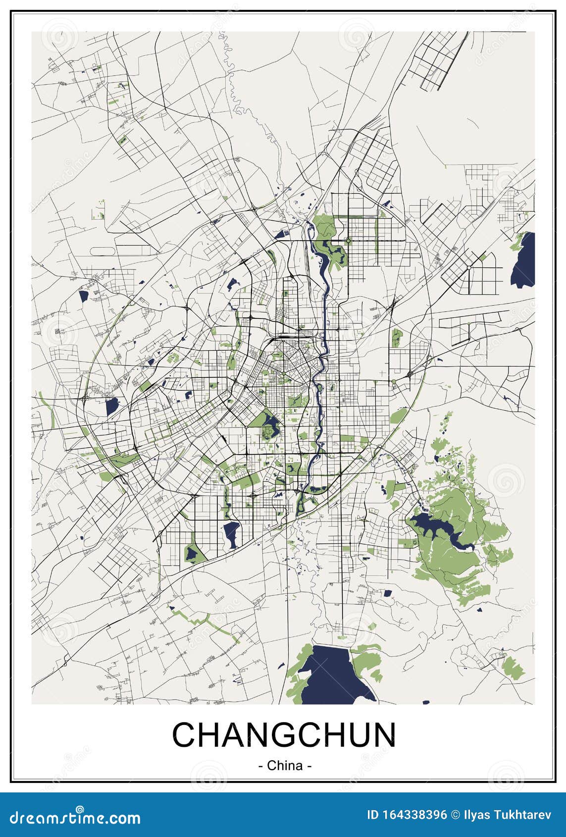 Changchun China City Map In Retro Style In Golden Color. Outline Map ...