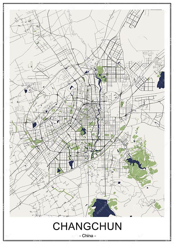 Map of the City of Changchun, China Stock Illustration - Illustration ...