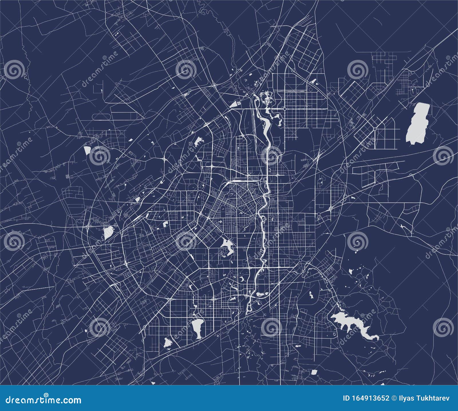 Map of the City of Changchun, China Stock Illustration - Illustration ...