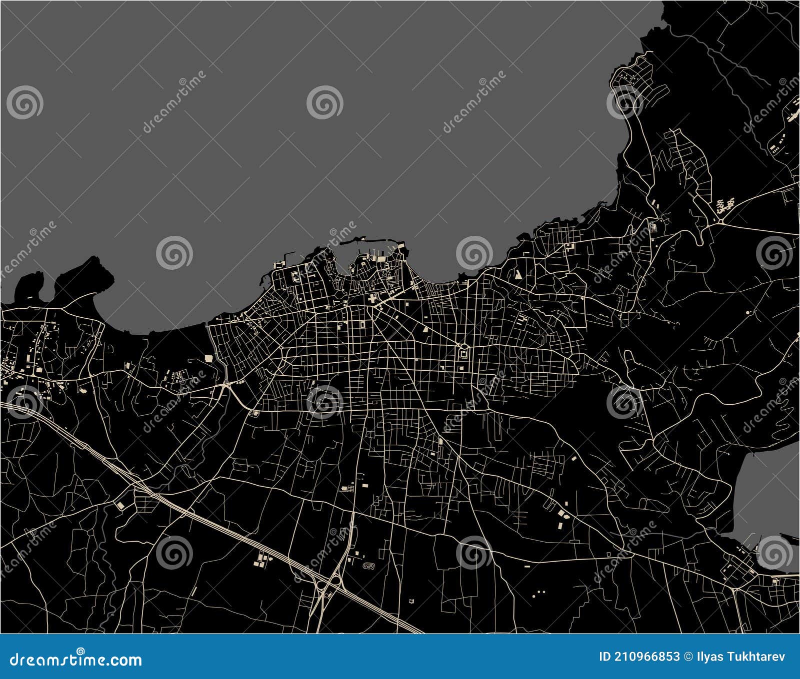 Map of the City of Chania, Crete, Greece Stock Vector - Illustration of ...