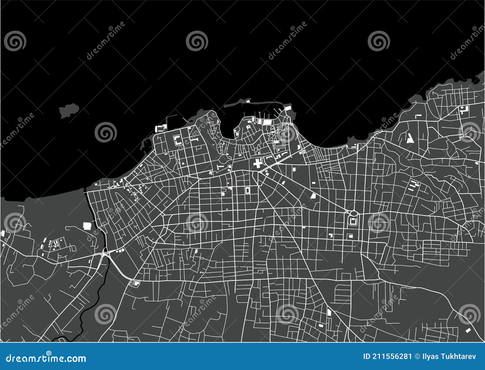Map of the City of Chania, Crete, Greece Stock Vector - Illustration of ...