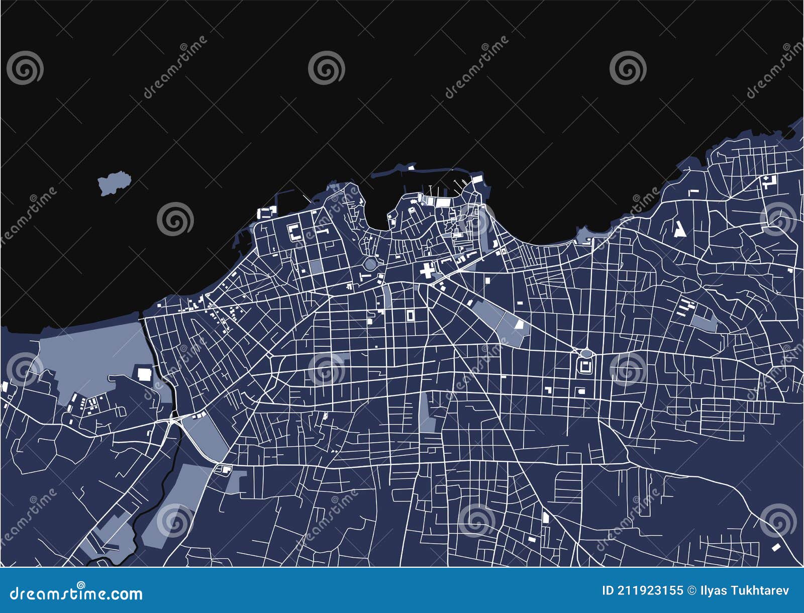 Map of the City of Chania, Crete, Greece Stock Vector - Illustration of ...