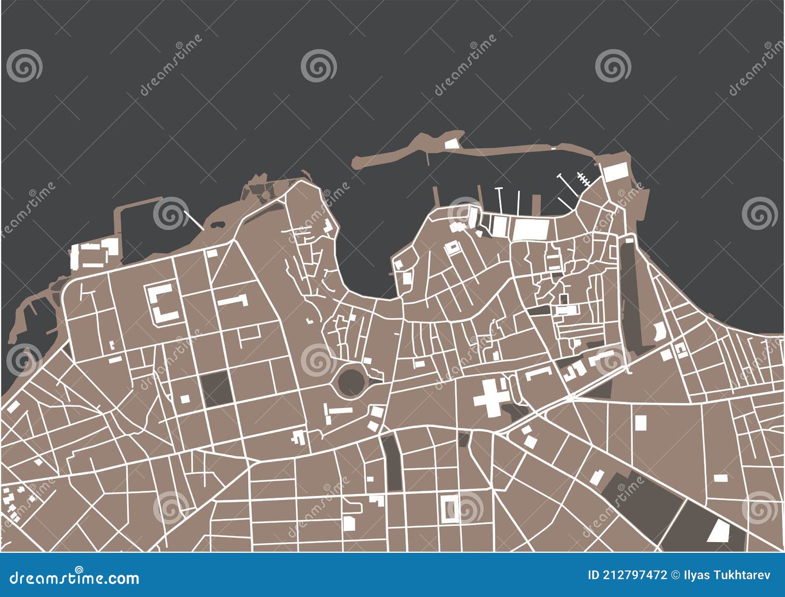 Map Of The City Of Chania, Crete, Greece Cartoon Vector | CartoonDealer ...