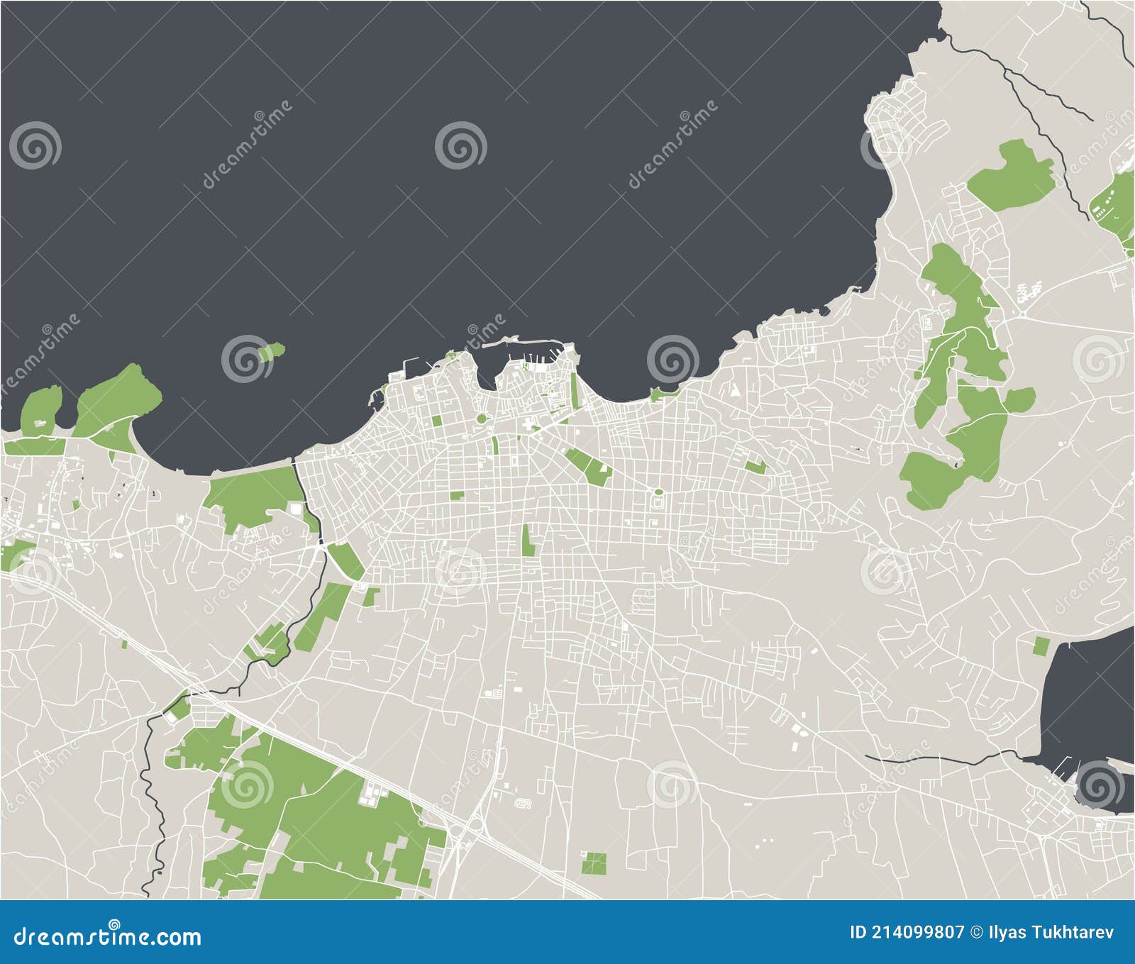 Map of the City of Chania, Crete, Greece Stock Vector - Illustration of ...