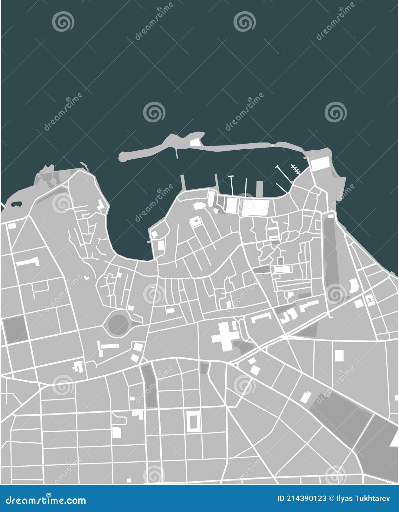 Map of the City of Chania, Crete, Greece Stock Vector - Illustration of ...