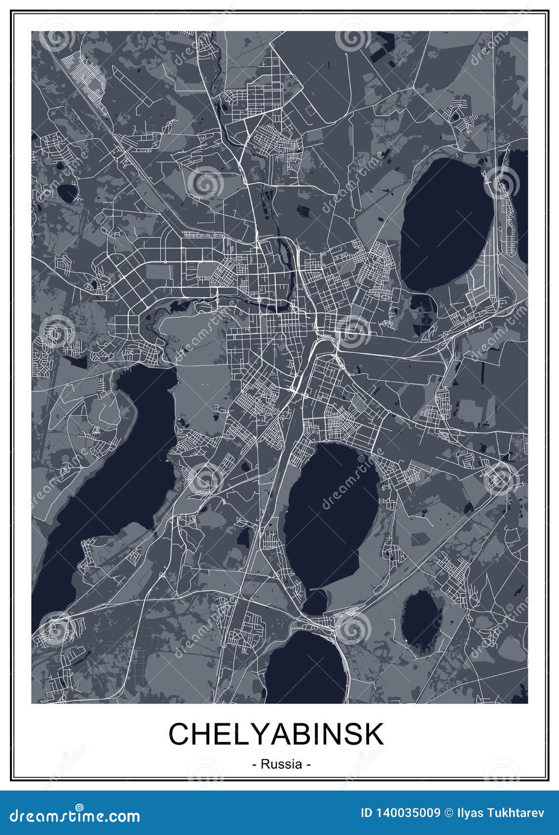 Map of the City of Chelyabinsk, Russia Stock Illustration ...