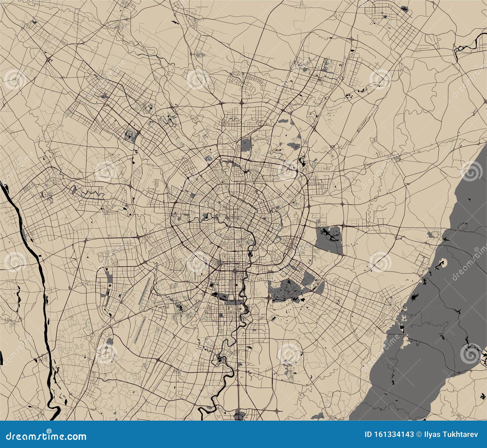 Map of the City of Chengdu, China Stock Illustration - Illustration of ...