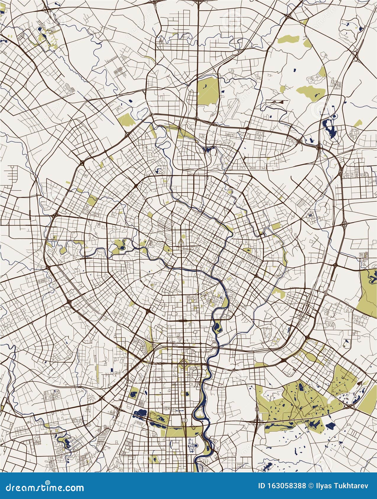 Map of the City of Chengdu, China Stock Illustration - Illustration of ...