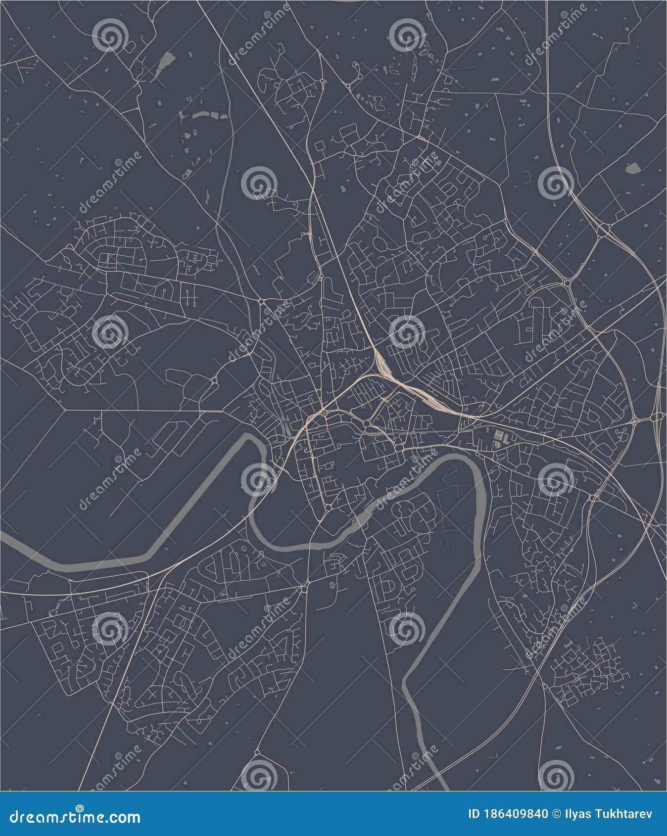 Map of the City of Chester, England, UK Stock Vector - Illustration of ...