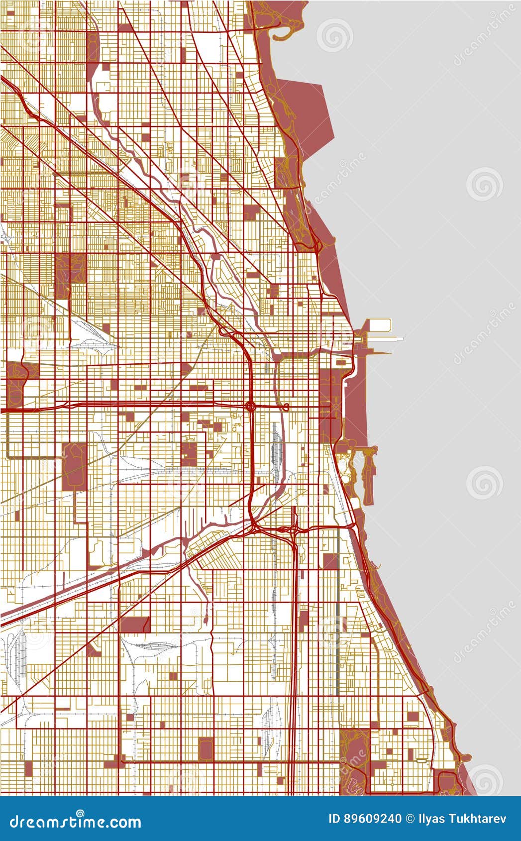 Map of the City of Chicago, USA Stock Vector - Illustration of chicago ...