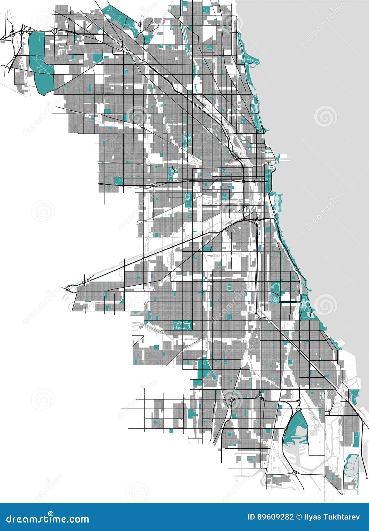 Map of the City of Chicago, USA Stock Vector - Illustration of city ...