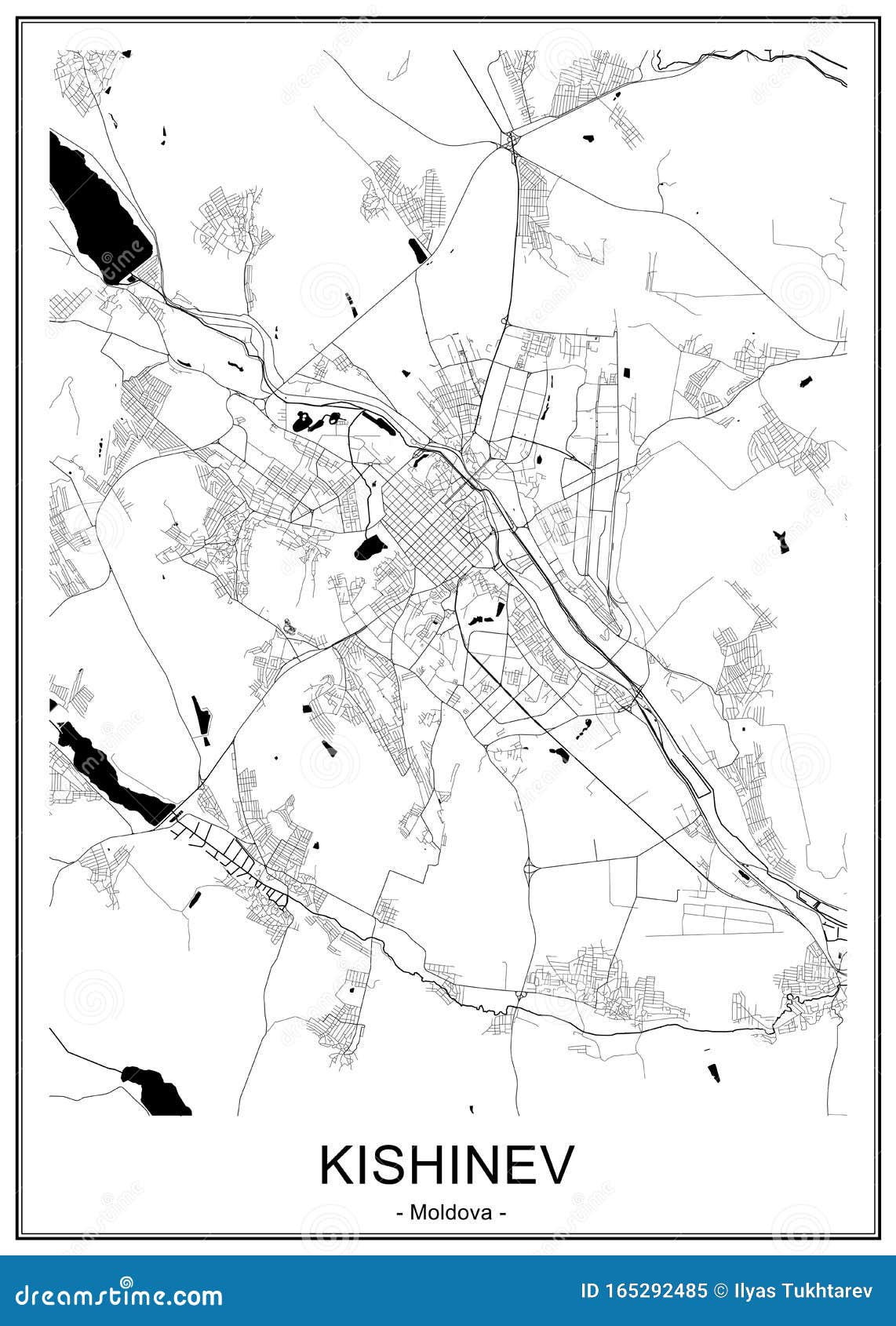 Map of the City of Chisinau, Moldova Stock Illustration - Illustration ...