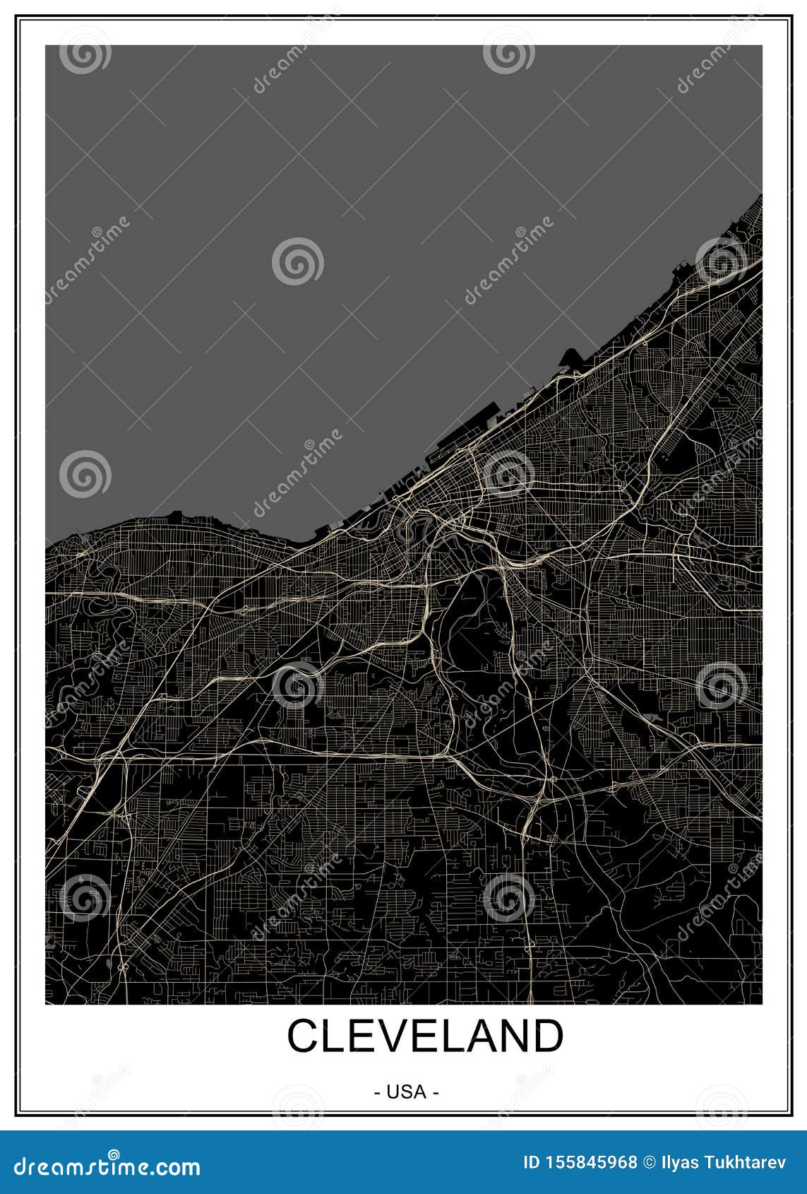 City Map Cleveland, Urban Planning Travel Vector Poster Design ...