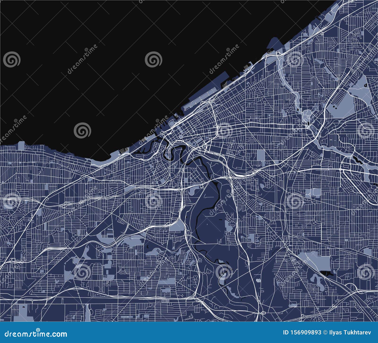 Map of the City of Cleveland, Ohio, USA Stock Illustration ...