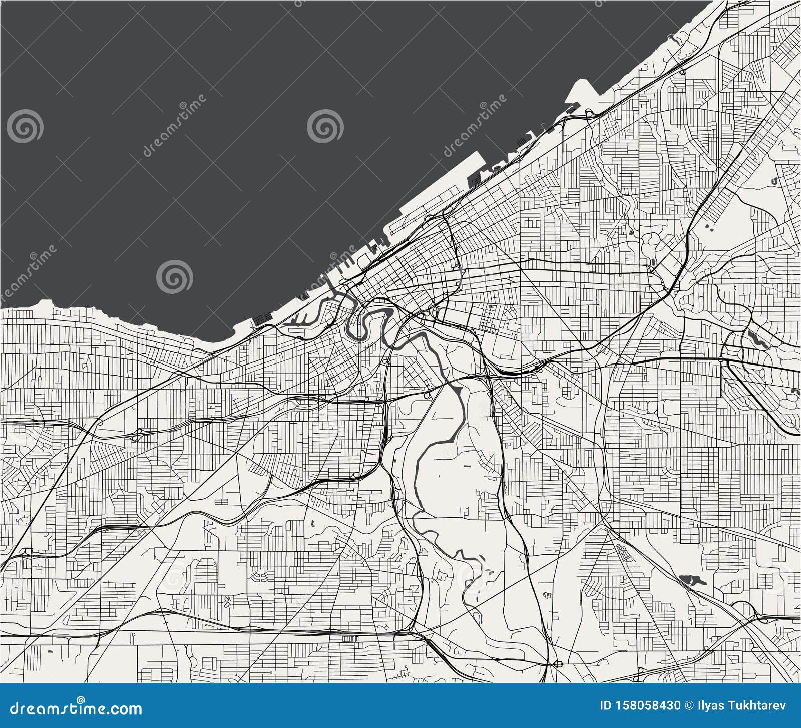 City Map Cleveland, Urban Planning Travel Vector Poster Design ...