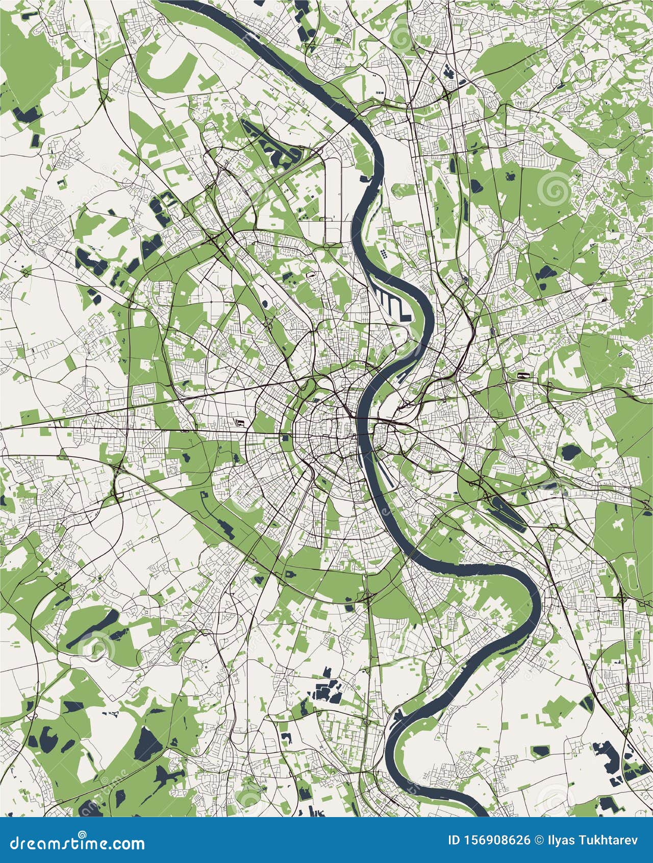 Map of the City of Cologne, Germany Stock Illustration - Illustration ...