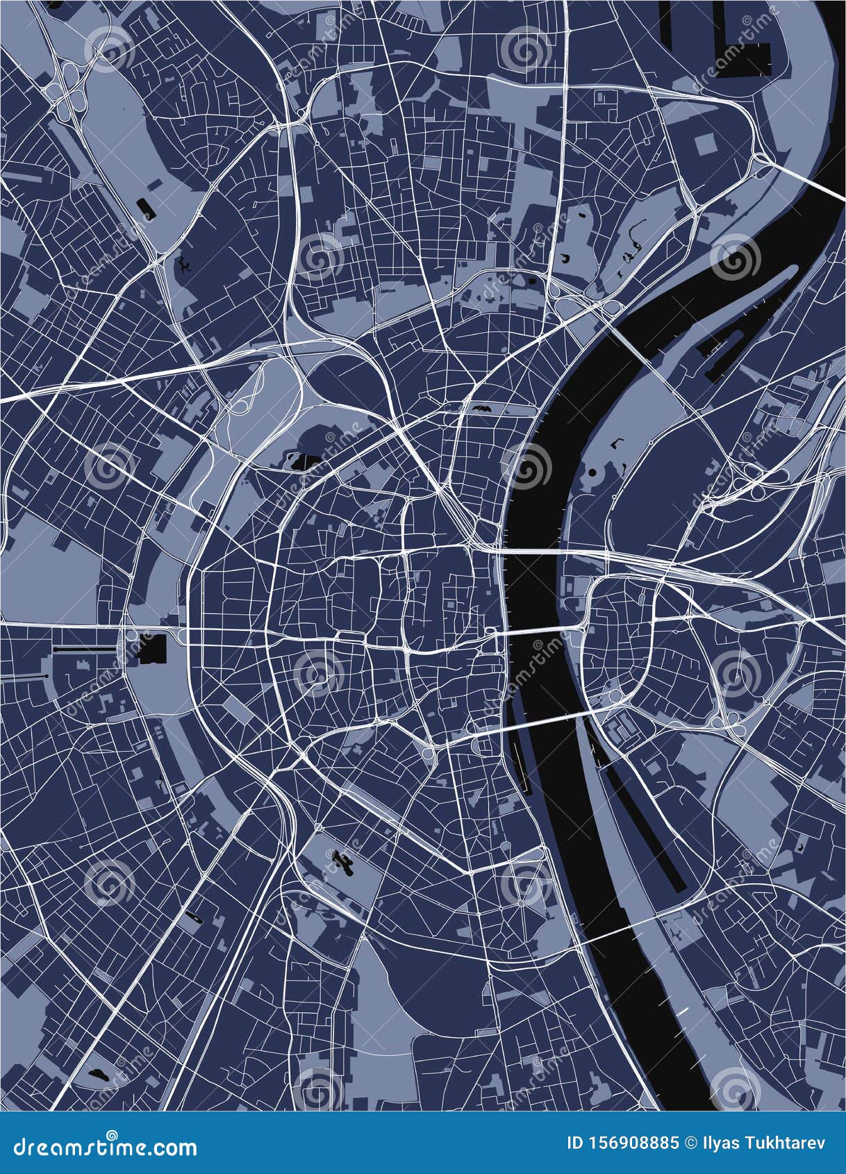 Map of the City of Cologne, Germany Stock Illustration - Illustration ...