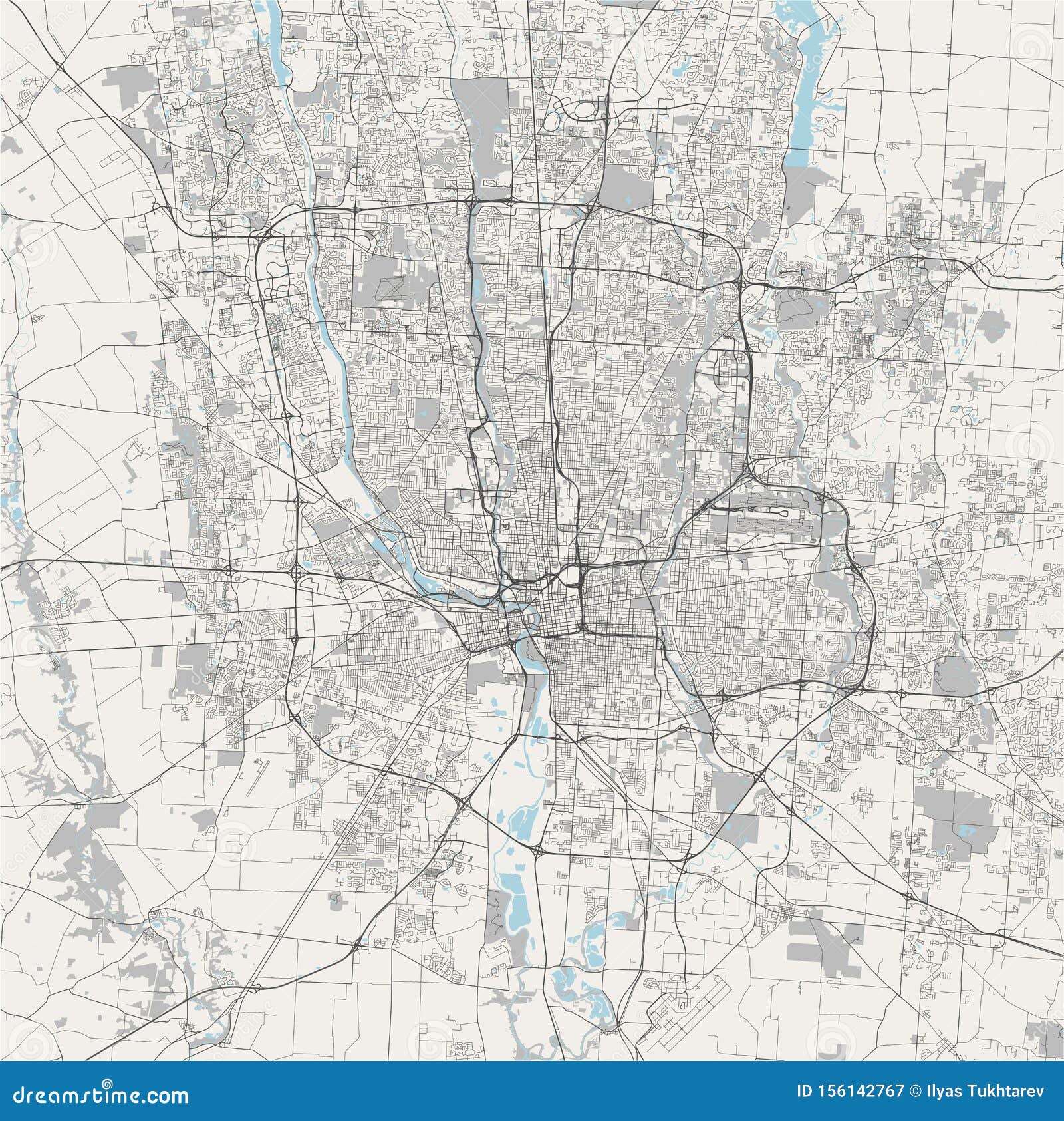 Map of the City of Columbus, Ohio, USA Stock Vector - Illustration of ...