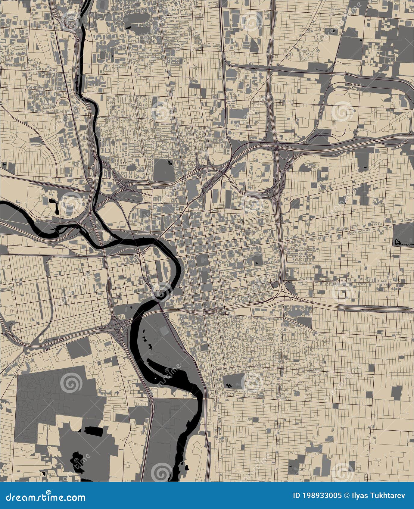 Map of the City of Columbus, Ohio, USA Stock Vector - Illustration of ...