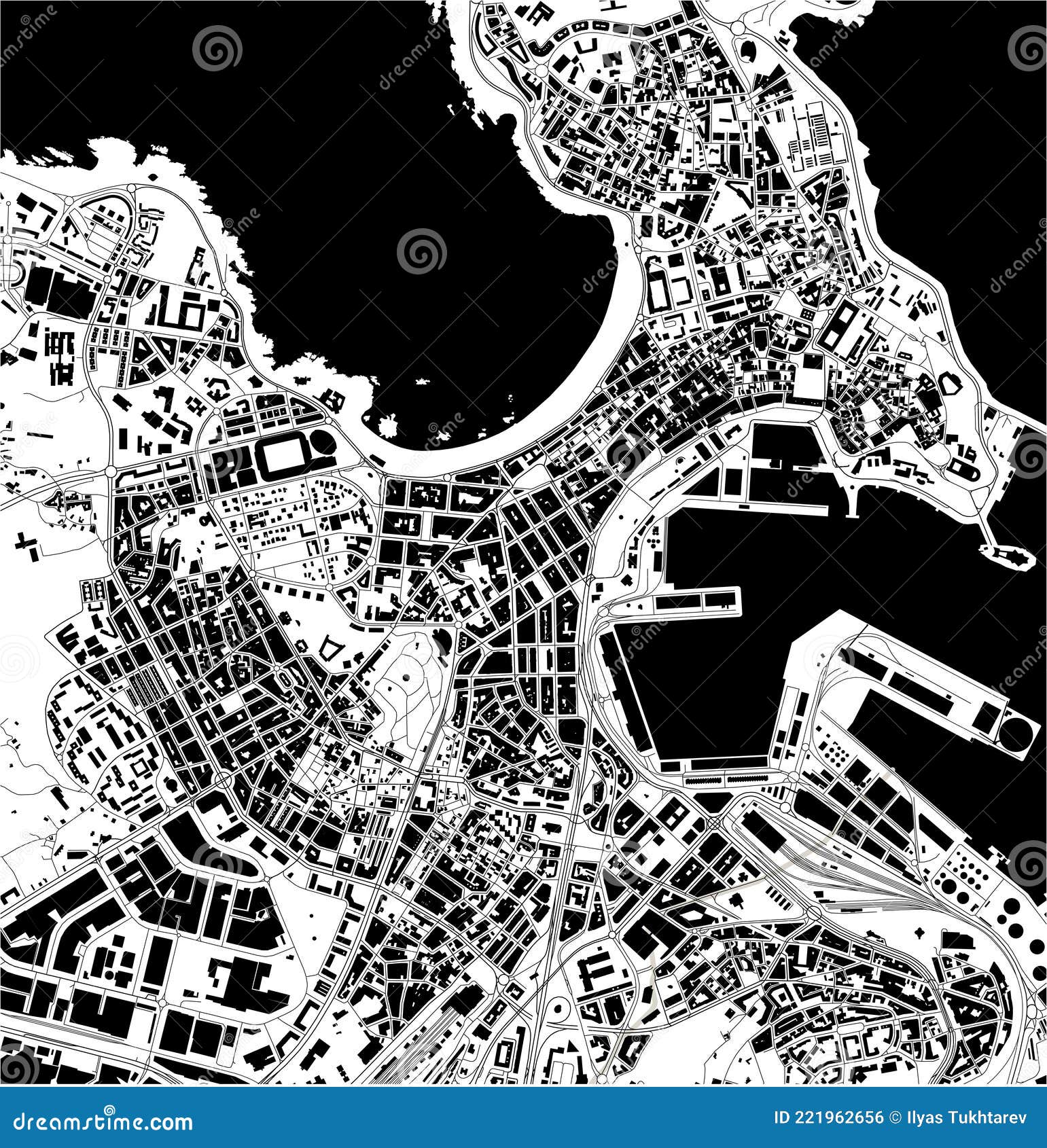 Map of the City of a Coruna, Spain Stock Illustration - Illustration of ...
