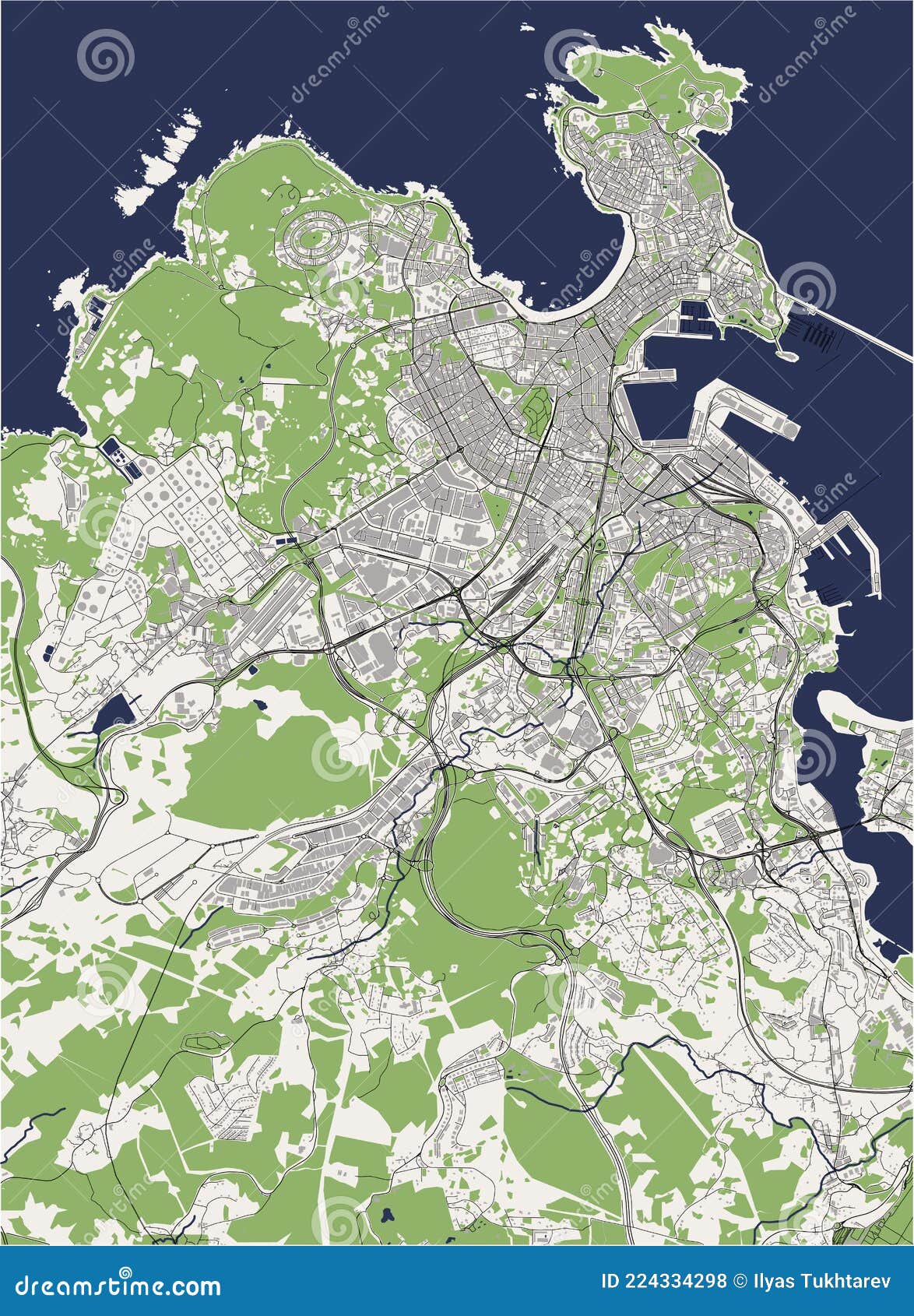Map of the City of a Coruna, Spain Stock Illustration - Illustration of ...