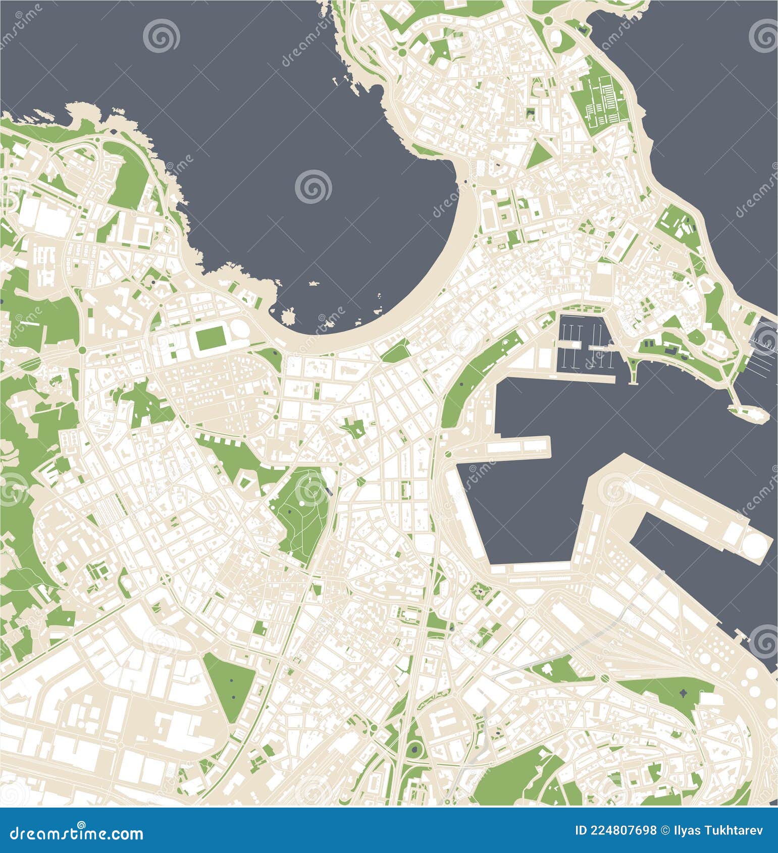 Map of the City of a Coruna, Spain Stock Vector - Illustration of ...