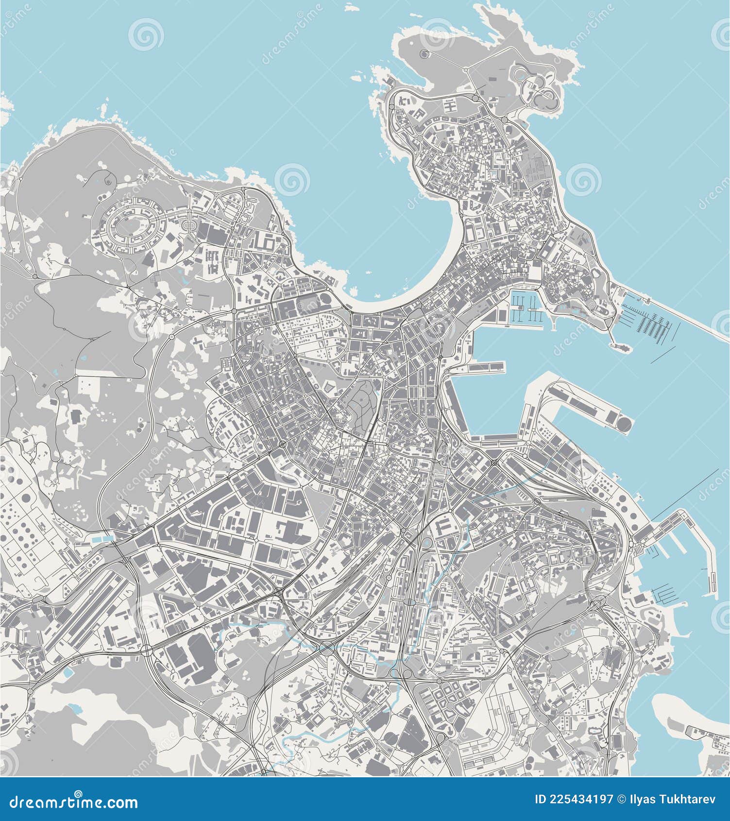 Map of the City of a Coruna, Spain Stock Vector - Illustration of ...