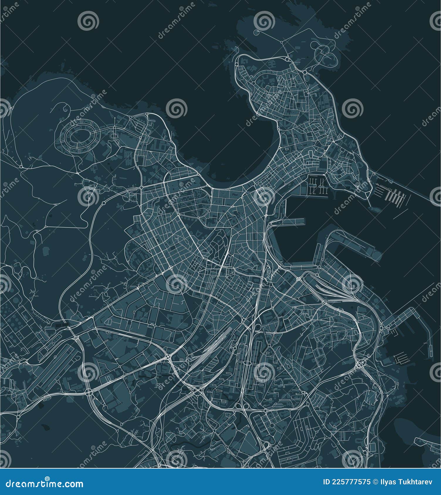 Map of the City of a Coruna, Spain Stock Vector - Illustration of land ...